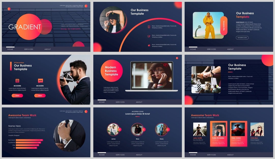 Creative Gradient Business Report Powerpoint Template - Etsy