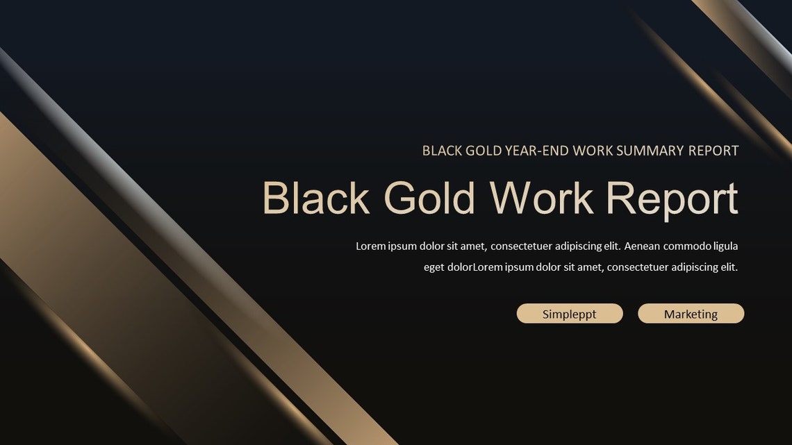 Black Gold Business Report Powerpoint Template - Etsy