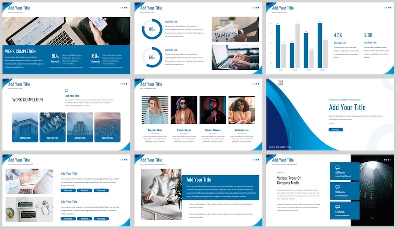 Minimal Blue Business Powerpoint Template - Etsy