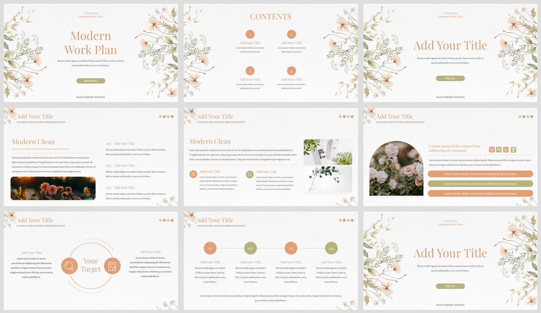 Minimal Clean Report Powerpoint Template - Etsy