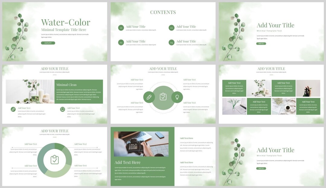 Minimal Water-color Clean Powerpoint Template - Etsy
