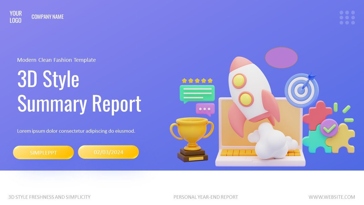 Minimal 3D Style Business Powerpoint Template - Etsy