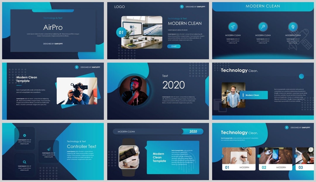 Minimal Magazine Style Technology Powerpoint Template02 - Etsy