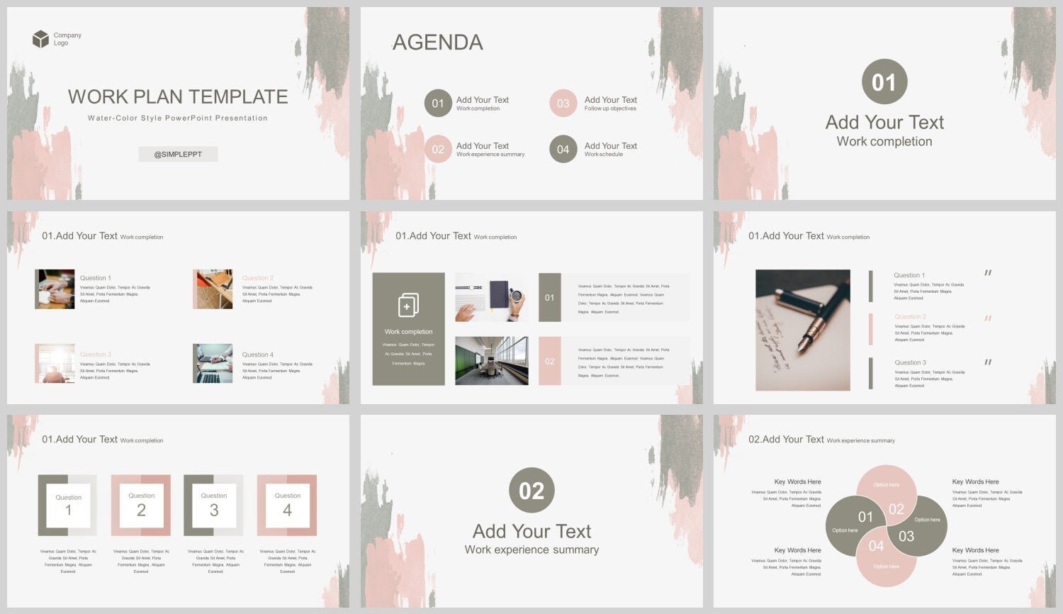 Minimal Water-color Style Powerpoint Template - Etsy