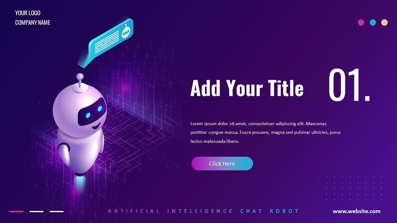 Modern Clean Technology Artificial Chat Robot Powerpoint Template - Etsy