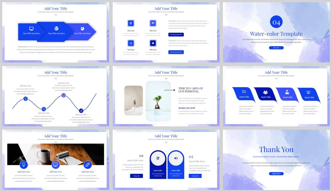 Minimal Watercolor Style Powerpoint Template - Etsy