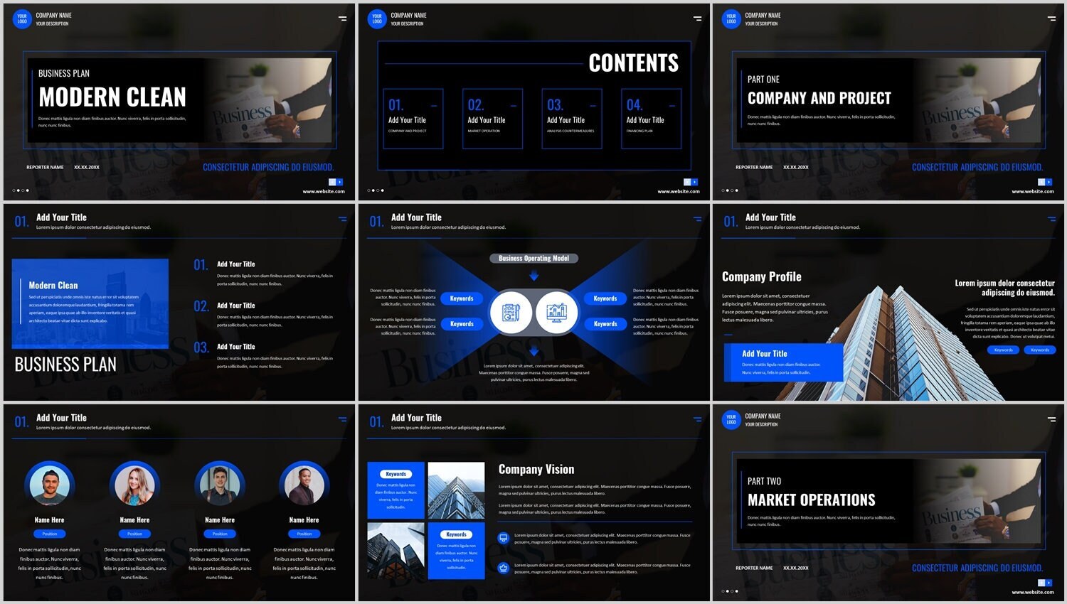 Modern Blue Business Plan Powerpoint Template - Etsy