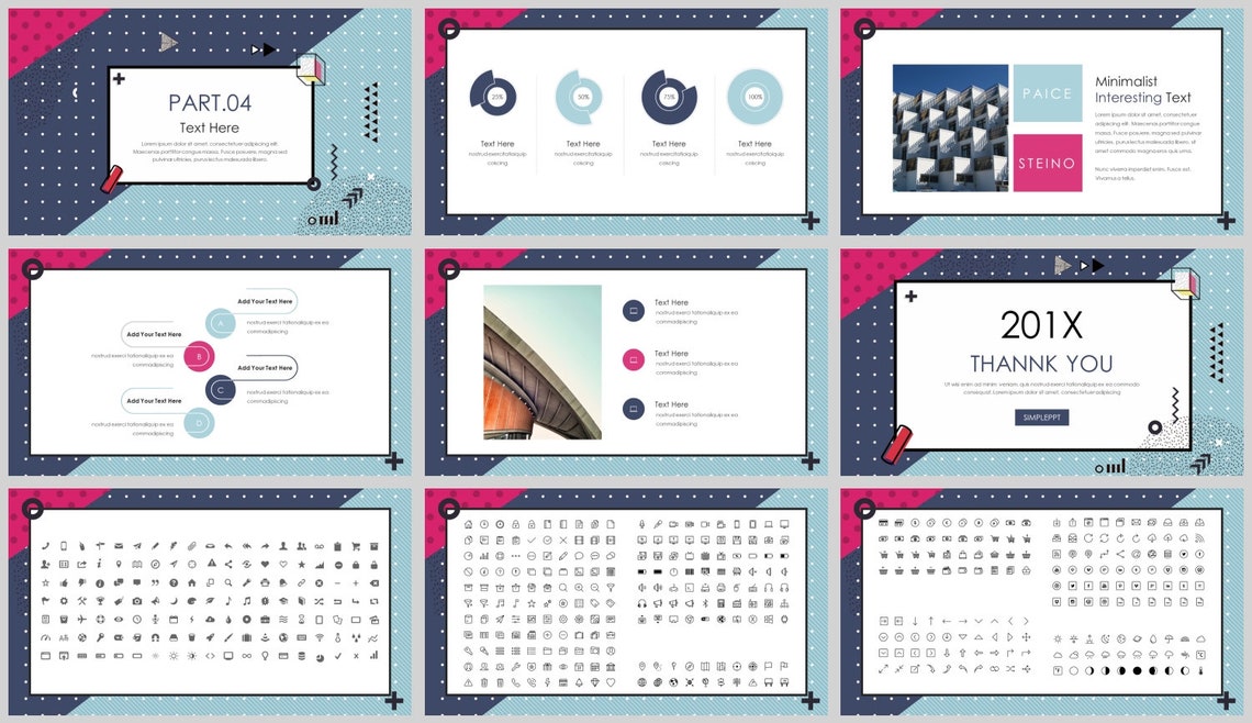 Memphis Style Minimal Powerpoint Template - Etsy