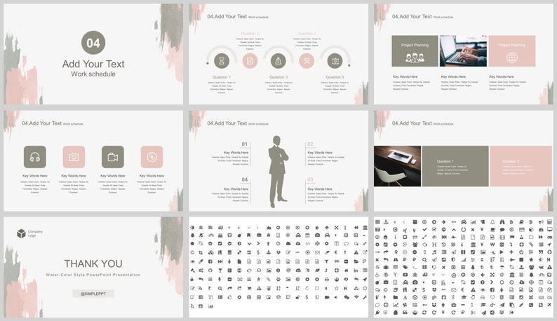Minimal Water-color Style Powerpoint Template - Etsy