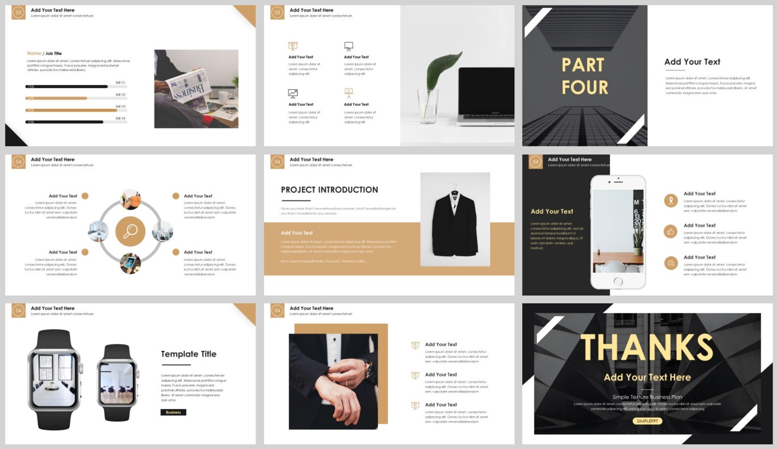Golden Business Powerpoint Template - Etsy