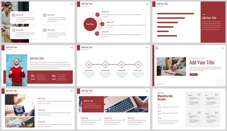 Minimal Red Business Powerpoint Template - Etsy