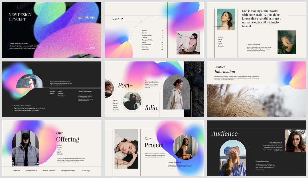 Gradient Fashion Clean Report Powerpoint Template - Etsy