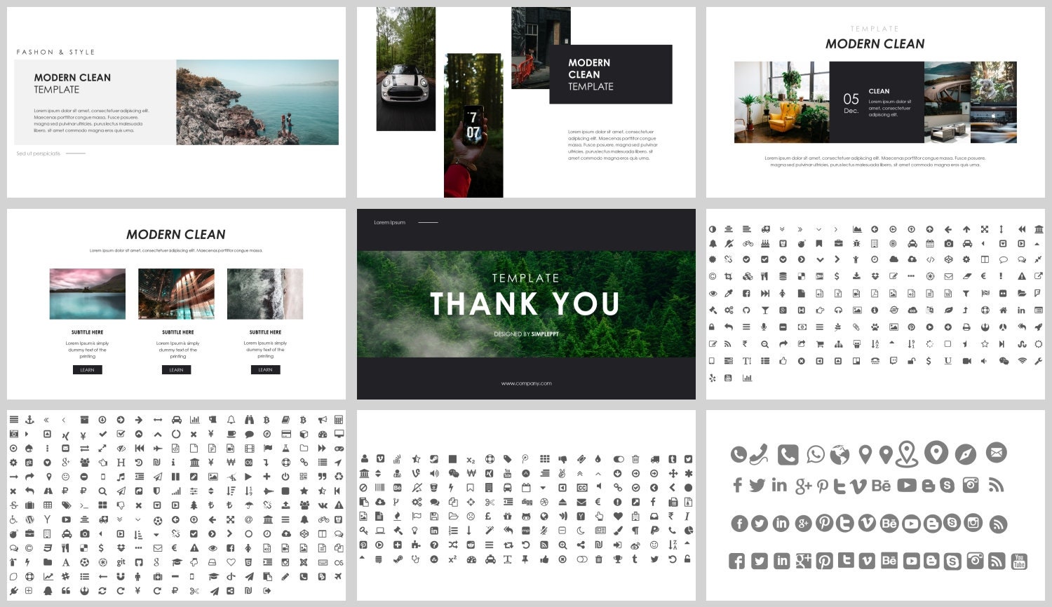 Simple Magazine Style Powerpoint Template - Etsy