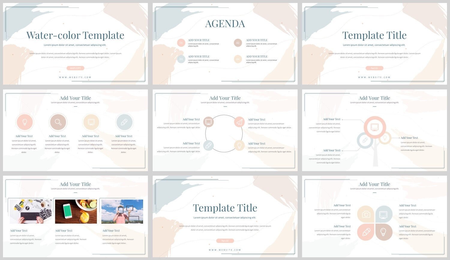 Minimal Water-color Style Powerpoint Template - Etsy