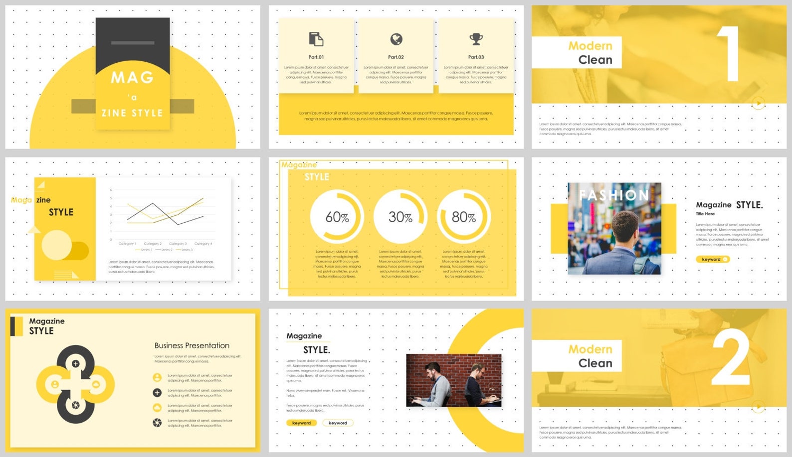 Gelbe PowerPoint-Vorlage für minimaler Arbeitsbericht - Etsy.de