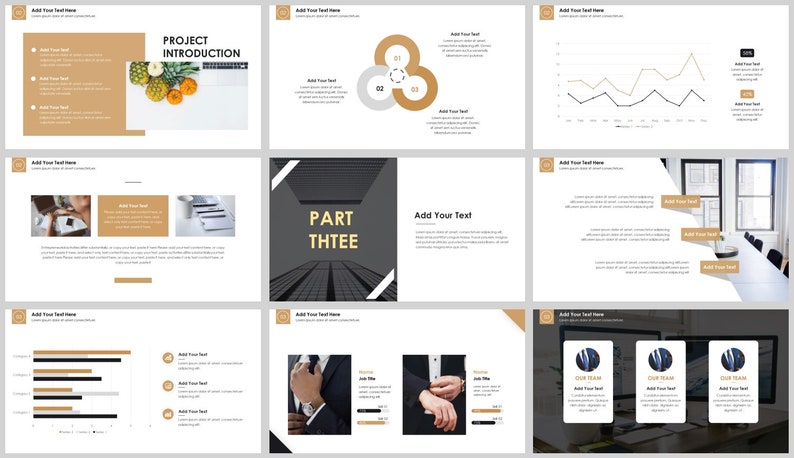 Golden Business Powerpoint Template - Etsy
