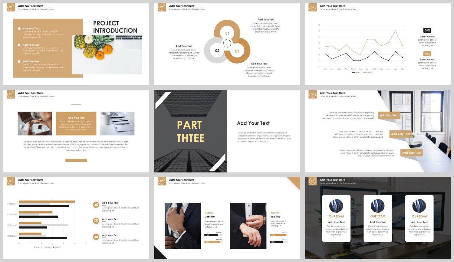 Golden Business Powerpoint Template - Etsy