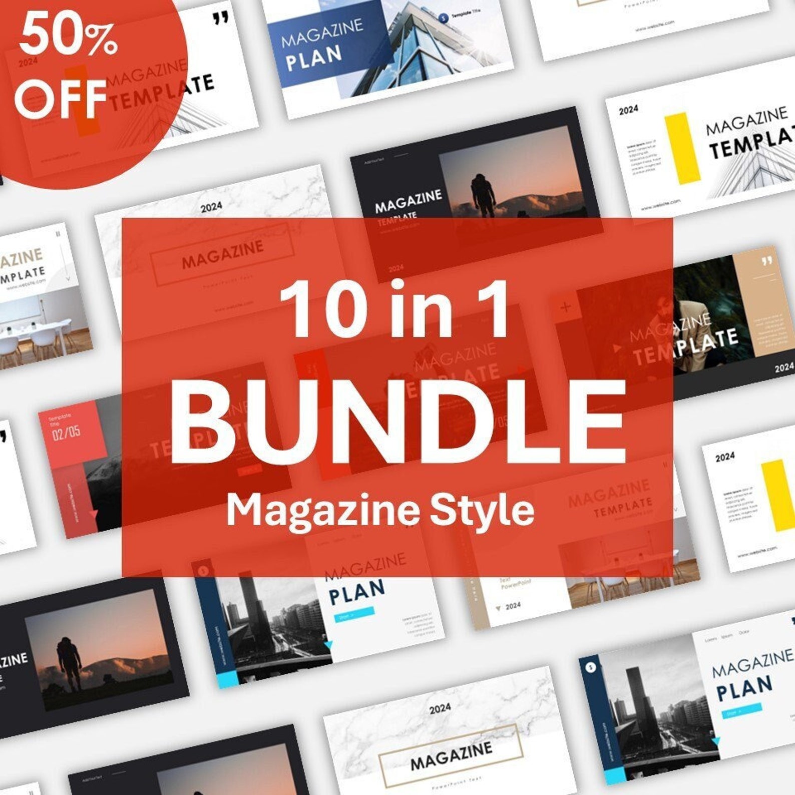 10 in 1 Bundle Modern Clean Magazine Style Report Powerpoint Template ...