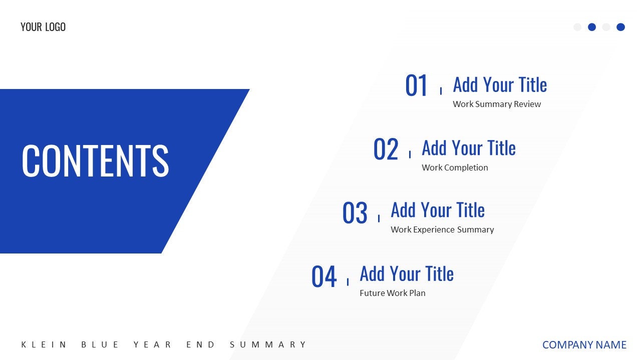 Minimal Blue Work Summary Powerpoint Template - Etsy