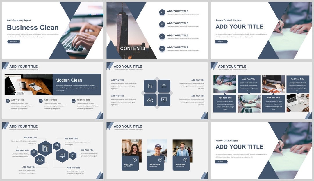 Minimal Blue Business Powerpoint Template - Etsy