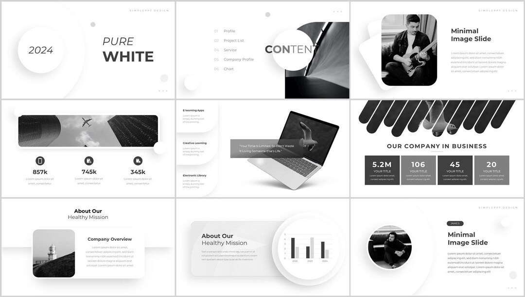 Pure White Clean Magazine Style Business Powerpoint Template - Etsy