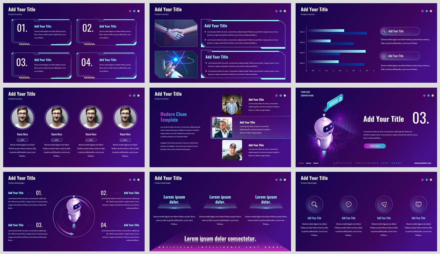 Modern Clean Technology Artificial Chat Robot Powerpoint Template - Etsy