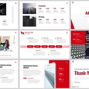 Minimal Red Business Powerpoint Template - Etsy