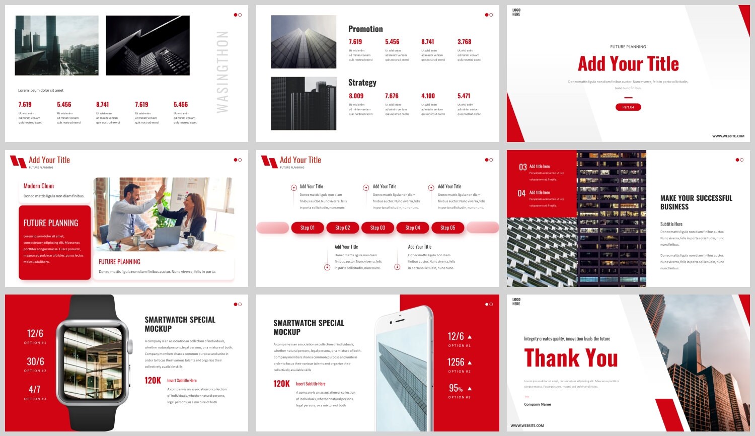 Minimal Red Business Powerpoint Template - Etsy