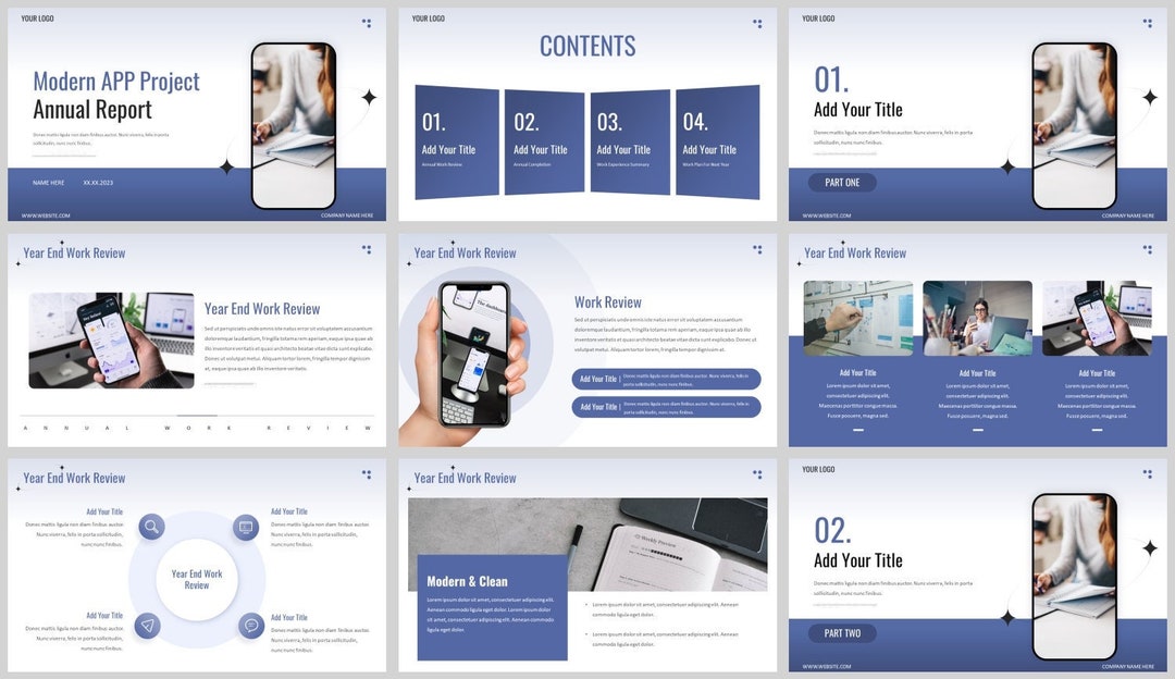 Minimal Blue Business Powerpoint Template - Etsy