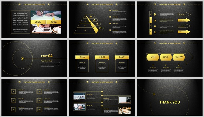 Black Golden Business Powerpoint Template - Etsy