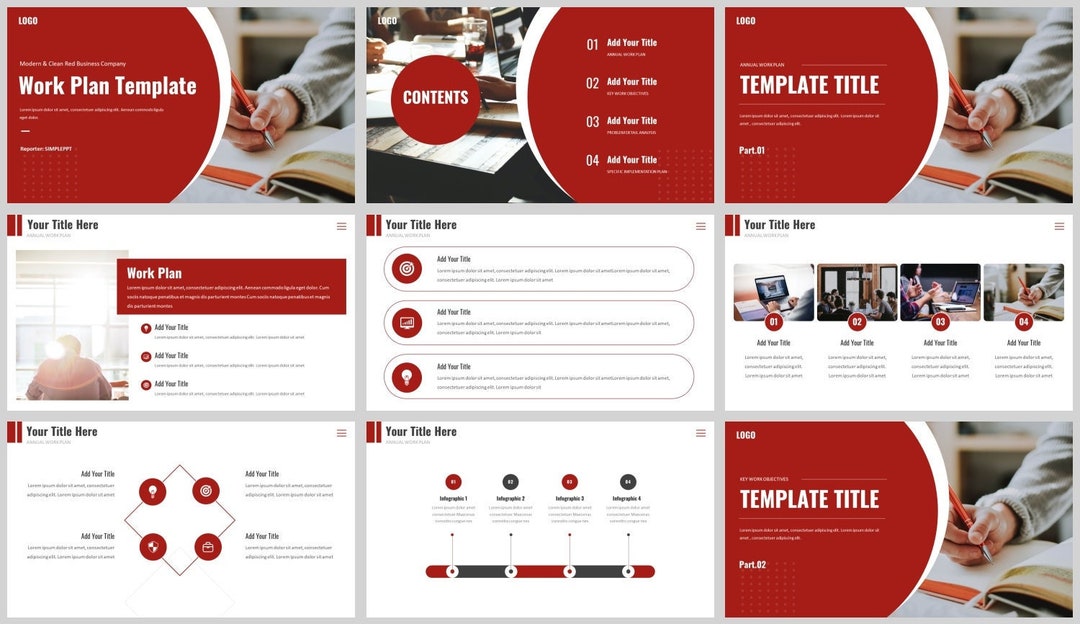 Minimal Red Business Powerpoint Template - Etsy