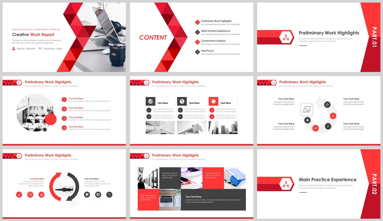 Red Minimal Business Report Template - Etsy