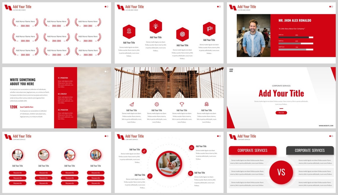 Minimal Red Business Powerpoint Template - Etsy
