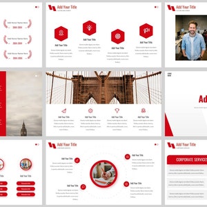 Minimal Red Business Powerpoint Template - Etsy