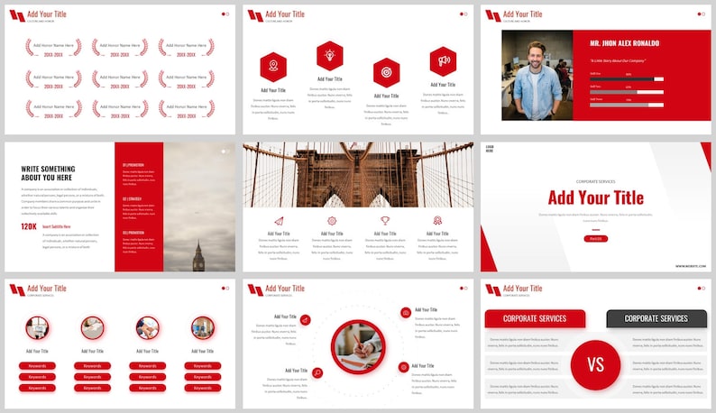 Minimal Red Business Powerpoint Template - Etsy