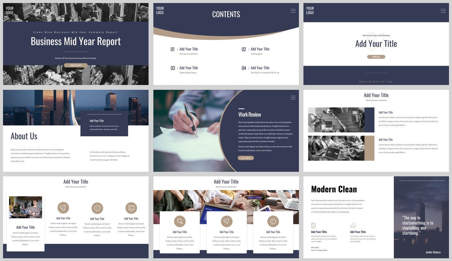 Minimal Clean Business Powerpoint Template - Etsy