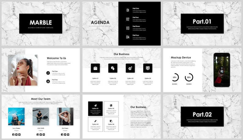 Minimal Marble Magazine Style Powerpoint Template - Etsy