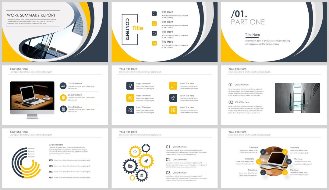 Minimal Business Work Summary Powerpoint Template - Etsy