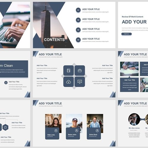 Minimal Modern Powerpoint Presentation Template Navy Dark - Etsy