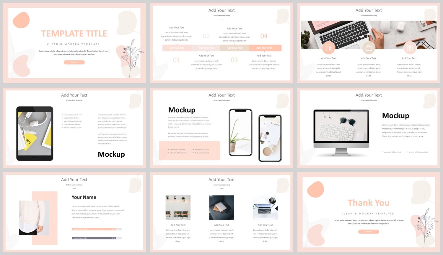 Minimal Clean Report Powerpoint Template | Etsy