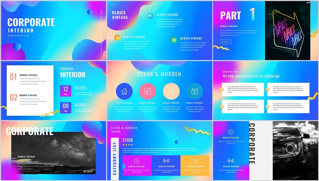 Modern Gradient Magazine Style Report Powerpoint Template - Etsy