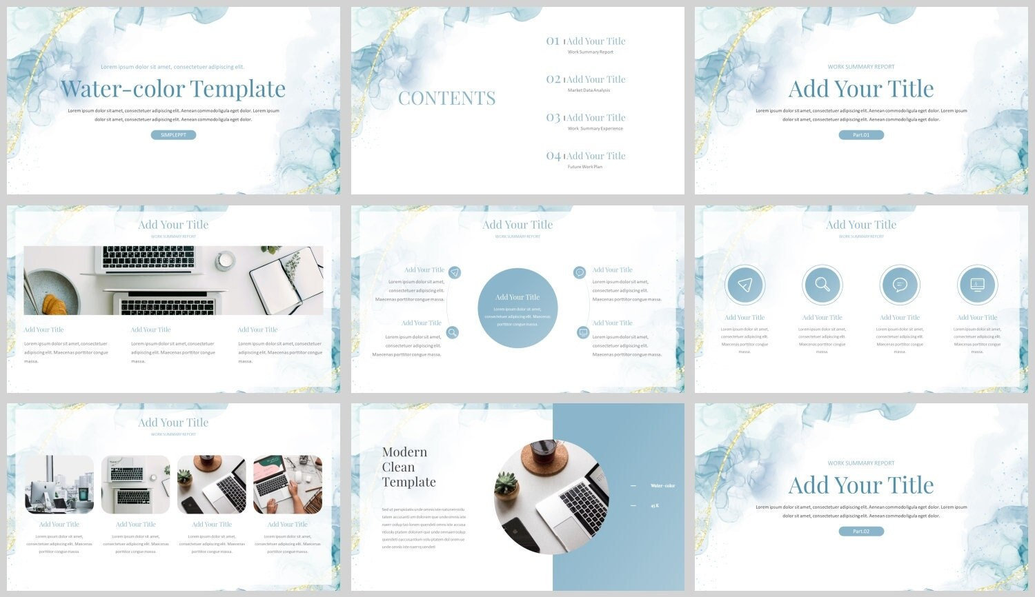 Minimal Watercolor Style Powerpoint Template - Etsy
