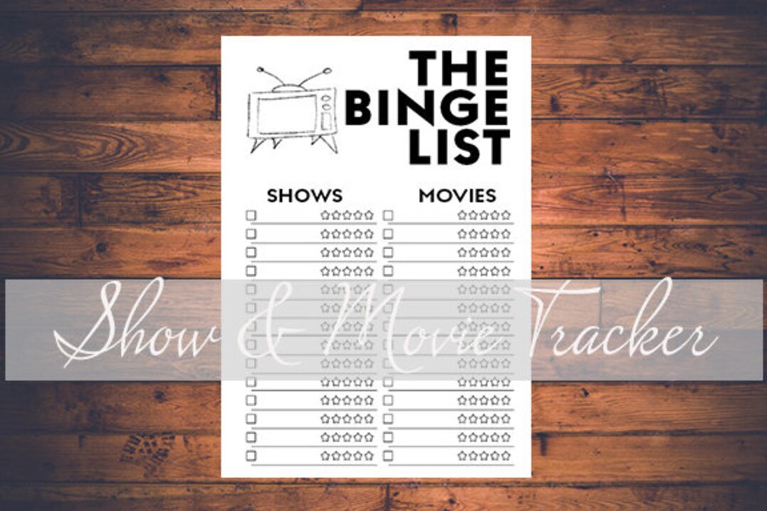 Show and Movie Tracker Binge List Tracker - Etsy