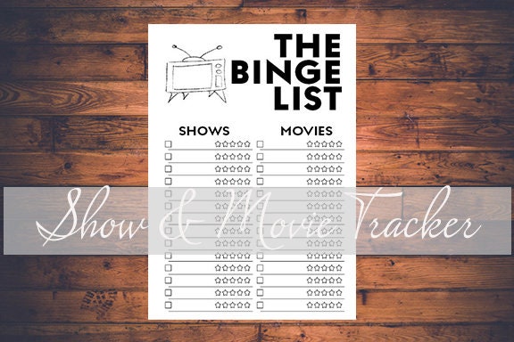 Show and Movie Tracker Binge List Tracker - Etsy