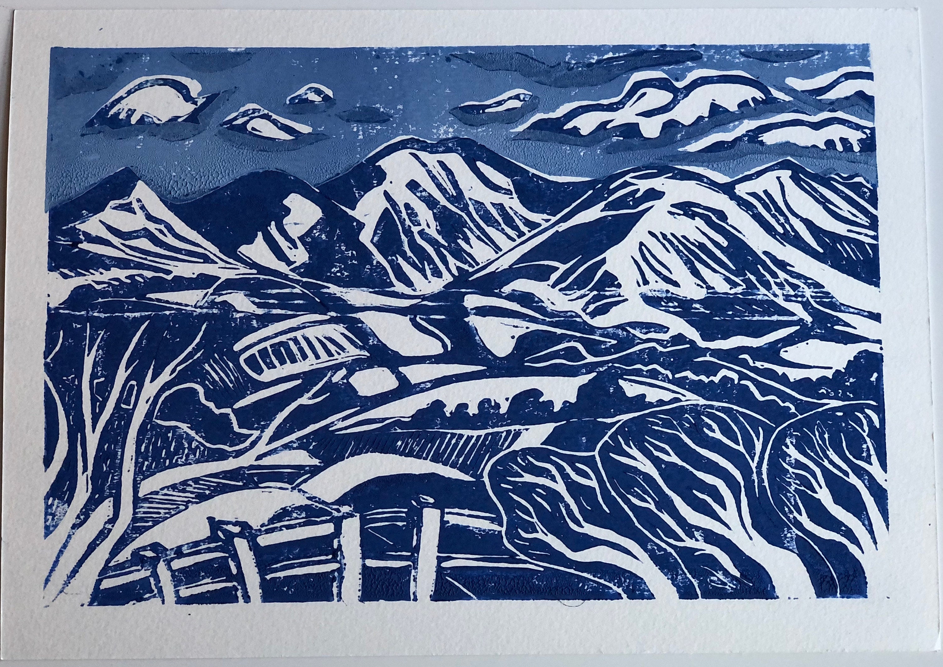 The Galtees Blue Sky Linocut Print Lino Print Print Art | Etsy The Galtees Blue Sky Linocut Print Lino Print Print Art | Etsy