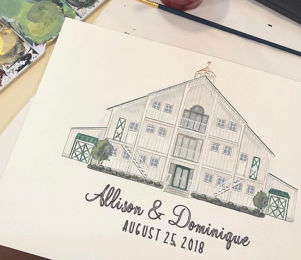 Custom Wedding Venue Watercolor Painting HAND PAINTED | Etsy