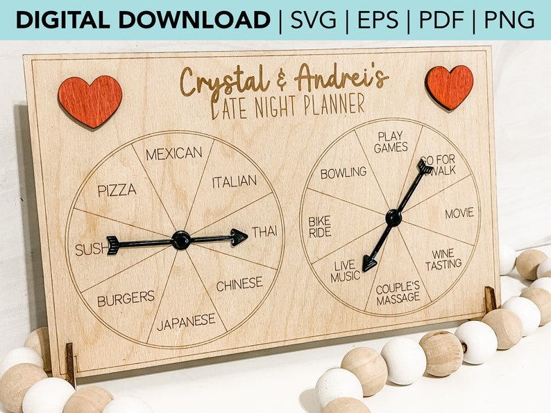 Date Night Spinner Planner Ideas Valentines Couples Gift Digital ...