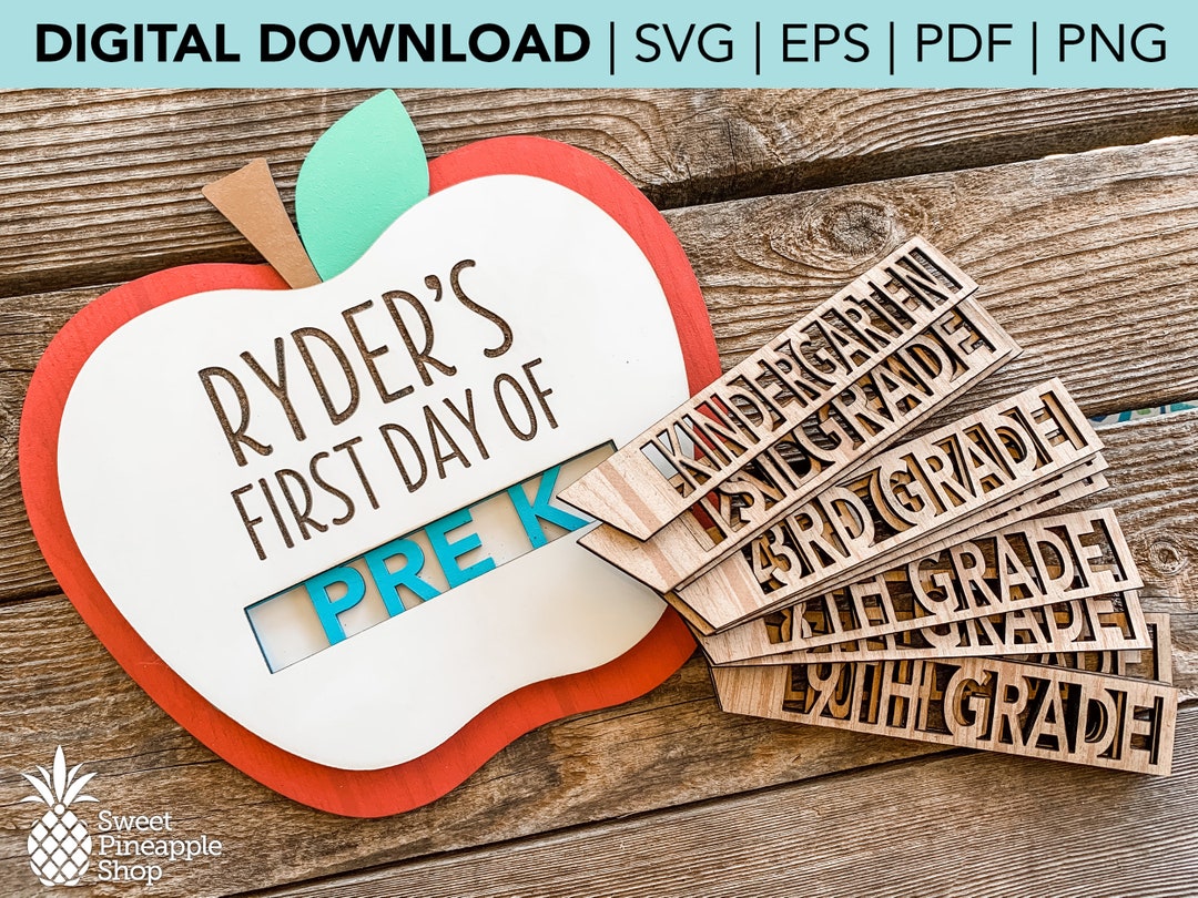 First Day of School Wood Photo Sign, Back to School, Apple, Photo Prop ...