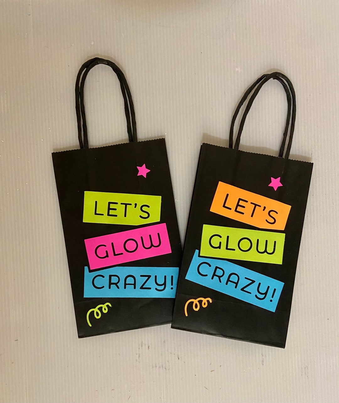 Neon Party Goodie Bags/ Glow Party Bags set of 6 - Etsy