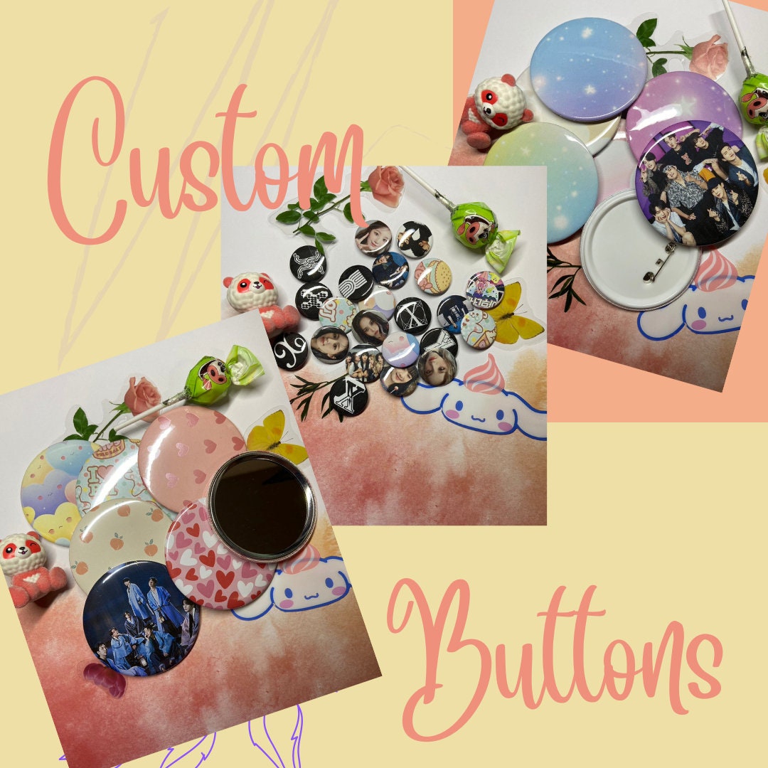 Custom Buttons & Mirrors - Etsy